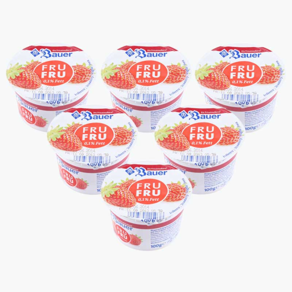 Bauer Fru, Strawberry Flavor Yogurt (0.1% Fat) 100g*6