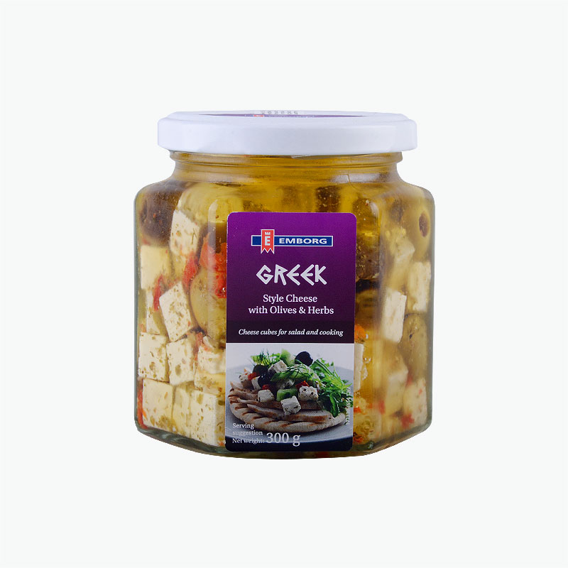 Emborg Greek Style Cheese Cubes with Olives and Herbs 300g