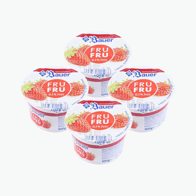 Bauer, 'Fru Fru' Yogurt 0.1% (Strawberry) 100g x4
