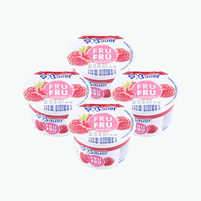 Bauer, 'Fru Fru' Yogurt 0.1% (Raspberry) 100g x4